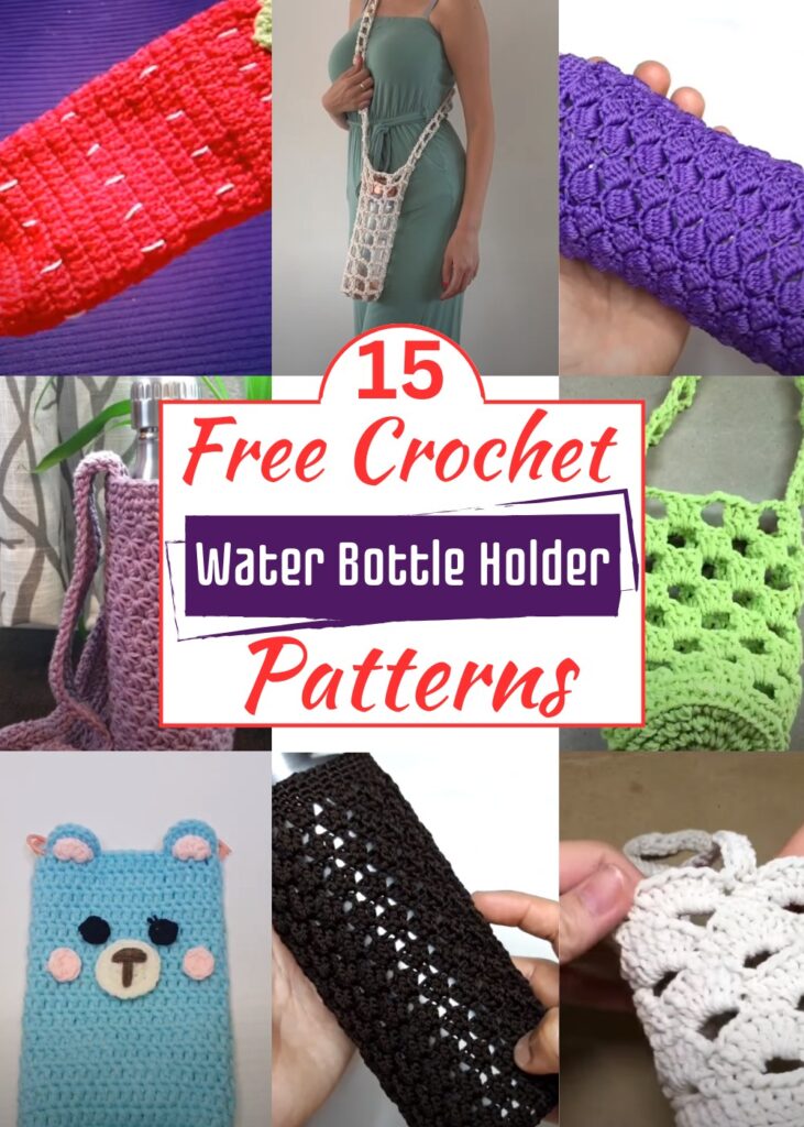 15 Crochet Water Bottle Holder Patterns To Make Bottle Cozies - Red ...