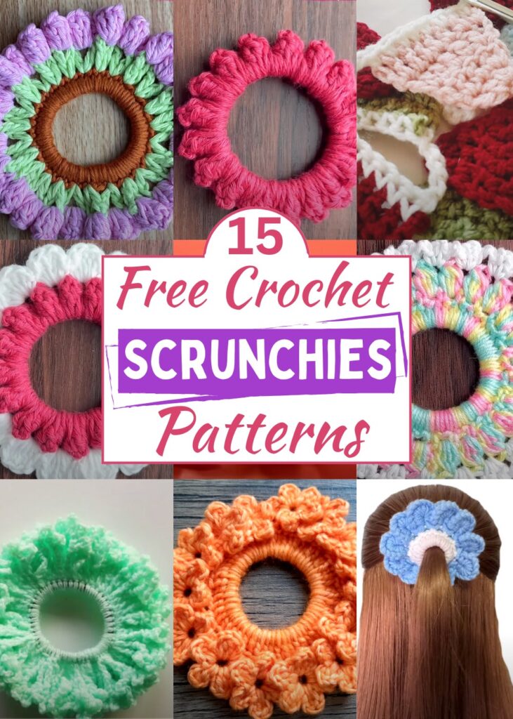 15 Free Crochet Scrunchie Patterns For Stylized Hair Management! - Red ...