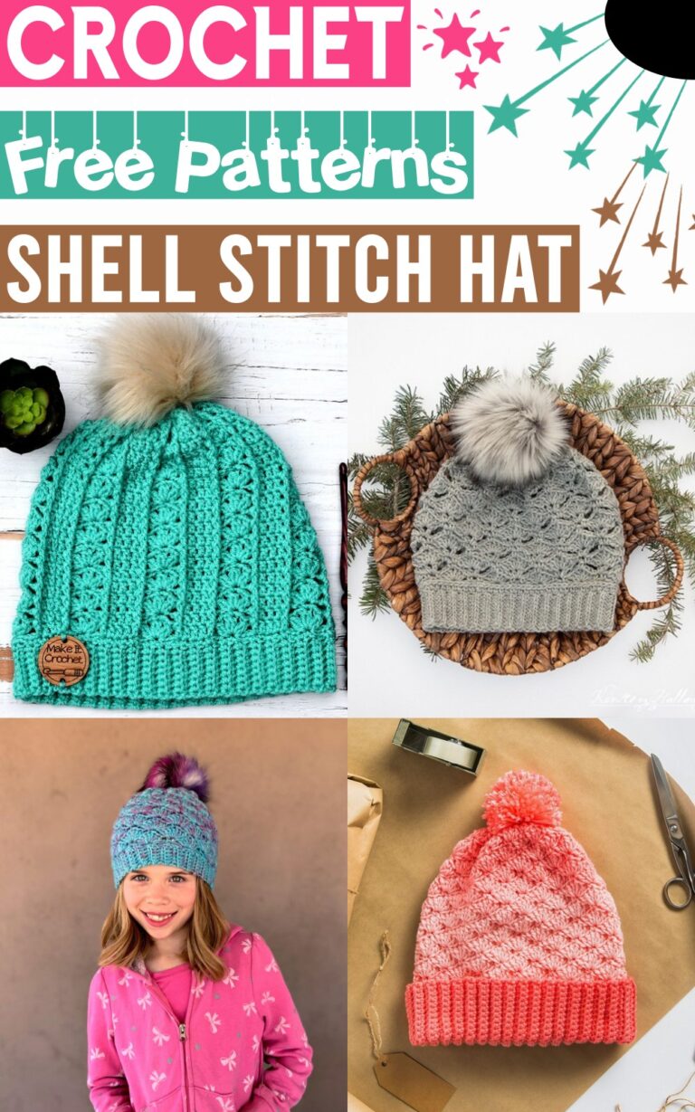 9 Free Crochet Hat Patterns With Shell Stitch For Winter Coziness - Red ...