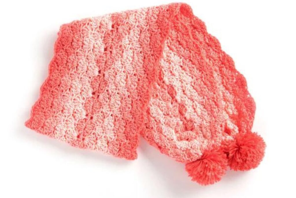 9 Free Crochet Shell Stitch Scarf Patterns For Special Occasions - Red ...