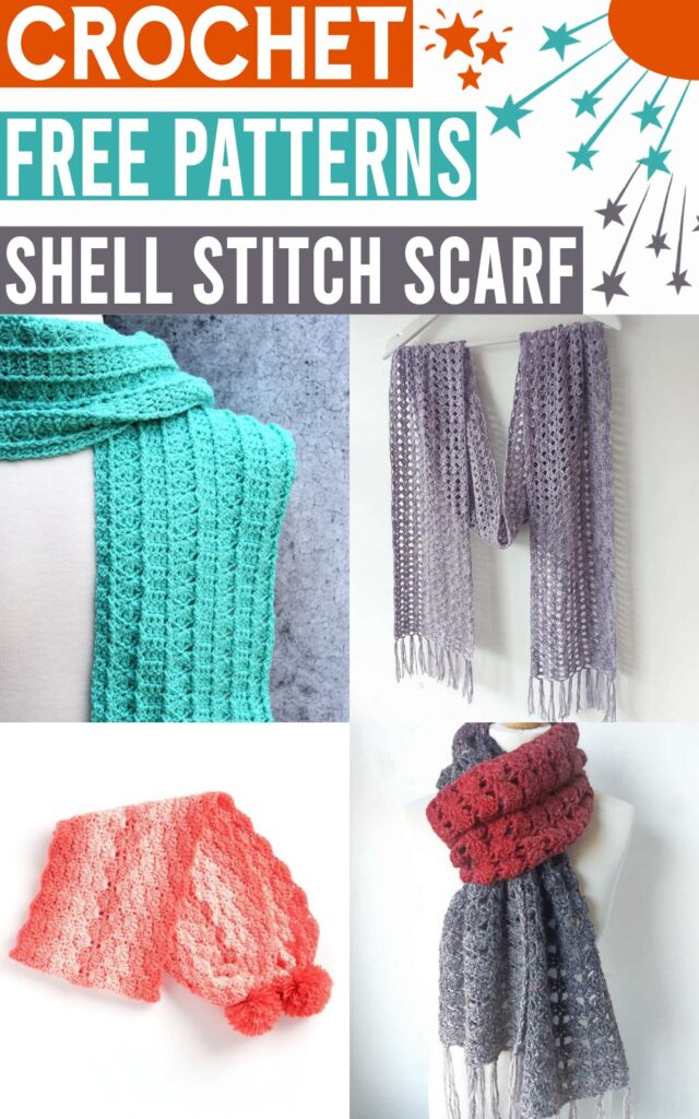 9 Free Crochet Shell Stitch Scarf Patterns For Special Occasions - Red ...