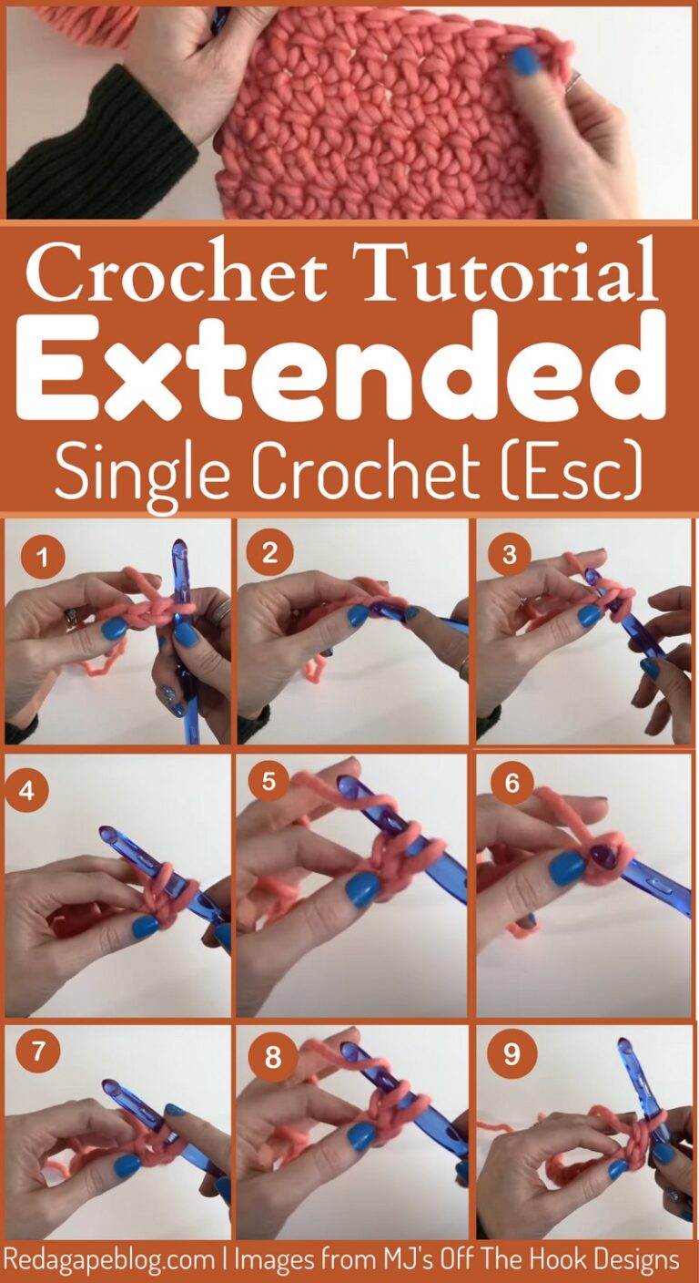 How to Crochet Extended Single Crochet Stitch (Esc) - Red Agape Blog