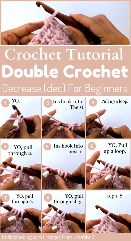 How to Double Crochet Decrease (DC2TOG) For Beginenrs - Red Agape Blog
