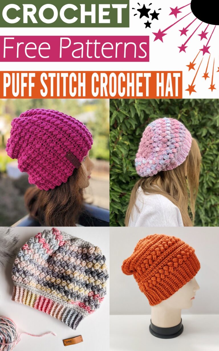 10 Free Crochet Hat Patterns With Puff Stitch For Winter - Red Agape Blog