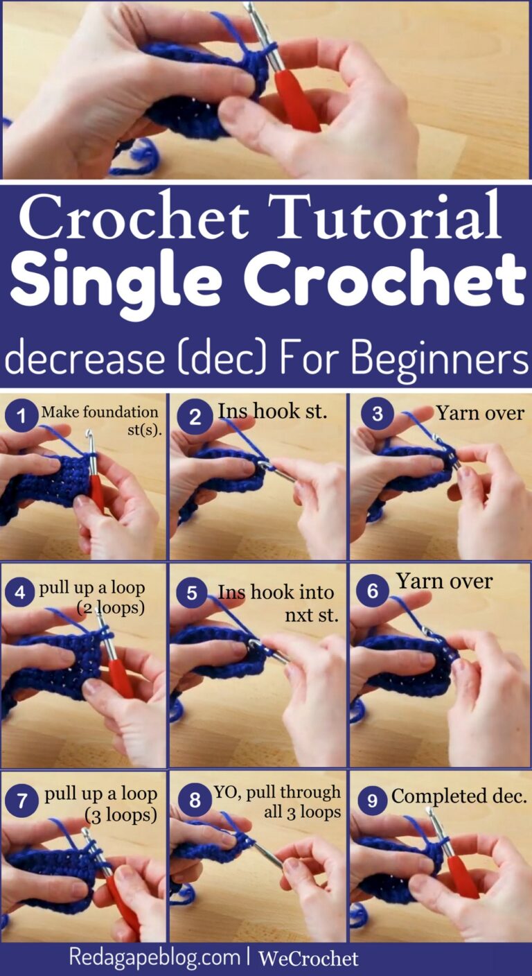 How to Single Crochet Decrease (SC2tog) Tutorial For Novices - Red ...