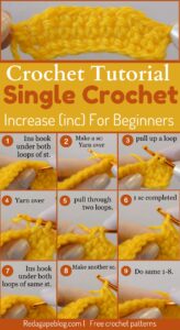 How to Single Crochet Increase (Step-by-Step Tutorial) - Red Agape Blog