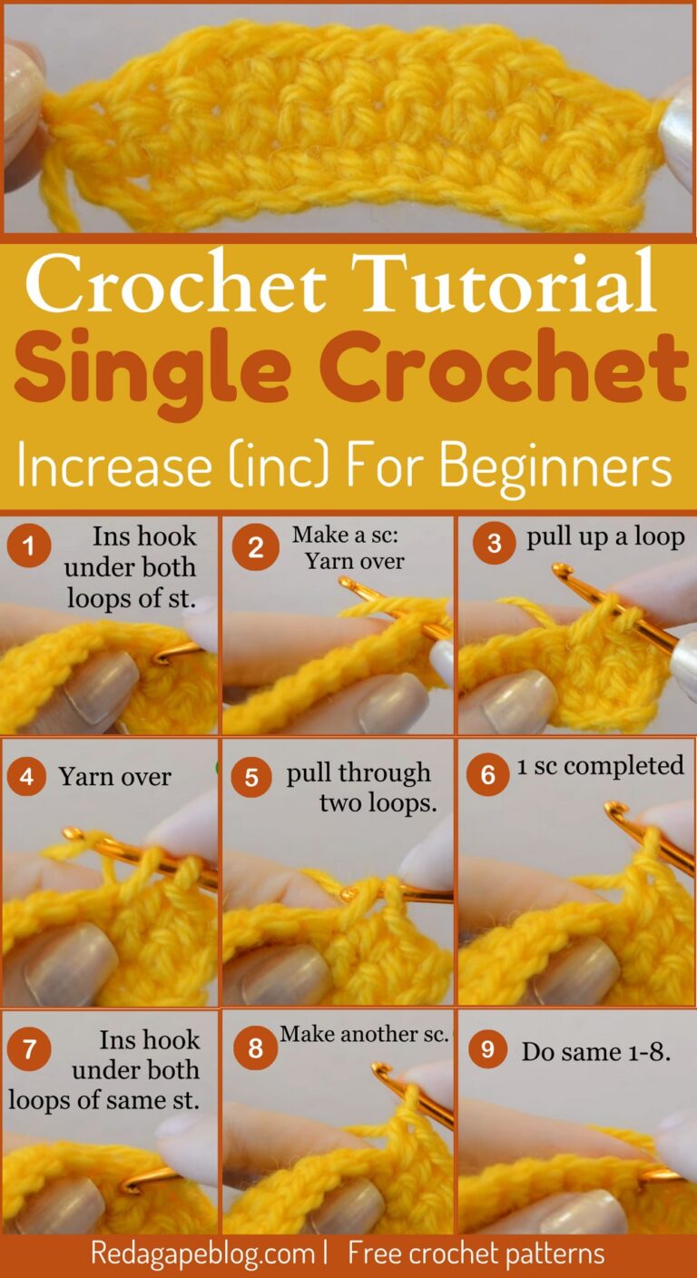 How to Single Crochet Increase (Step-by-Step Tutorial) - Red Agape Blog