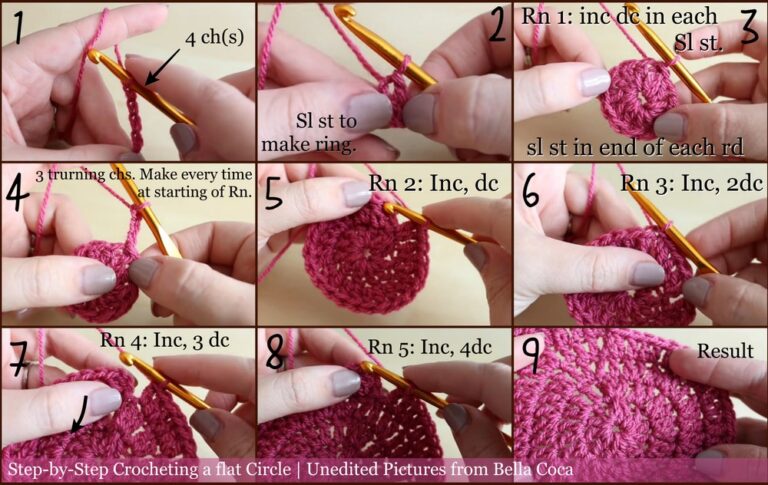 How To Crochet Flat Circles With Double Crochet Stitch - Red Agape Blog