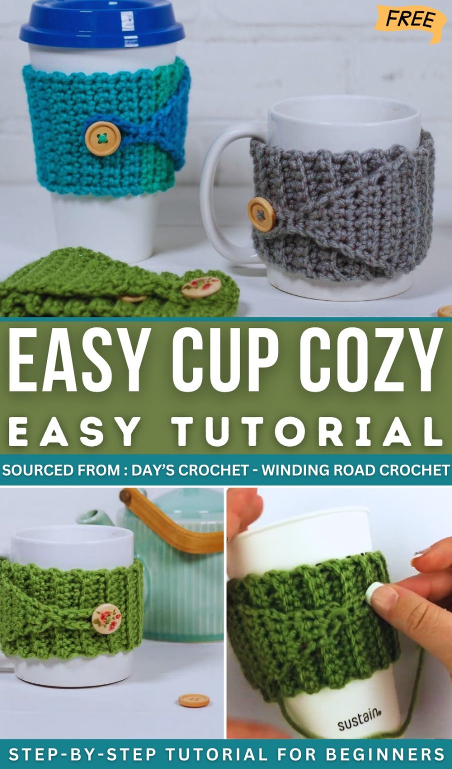 24 Free Crochet Cup Cozy Patterns For Winter - Red Agape Blog