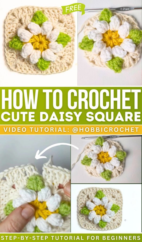 How to Crochet A Daisy Granny Square (Tutorial for Beginners) - Red ...