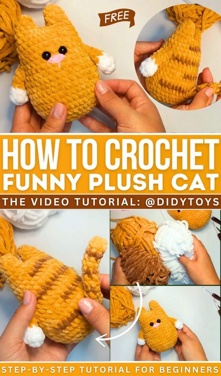 How to Crochet Funny Cat Plushie (Tutorial for Beginners) - Red Agape Blog
