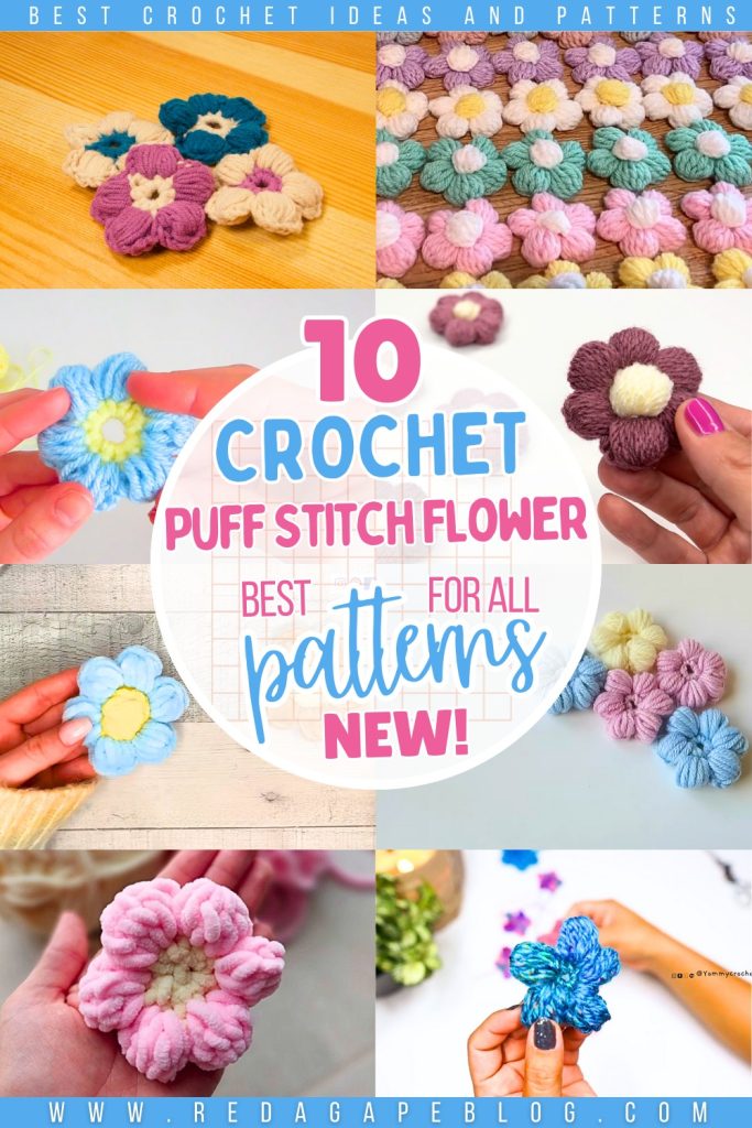 10 Free Crochet Puff Stitch Flower Patterns for Spring - Red Agape Blog