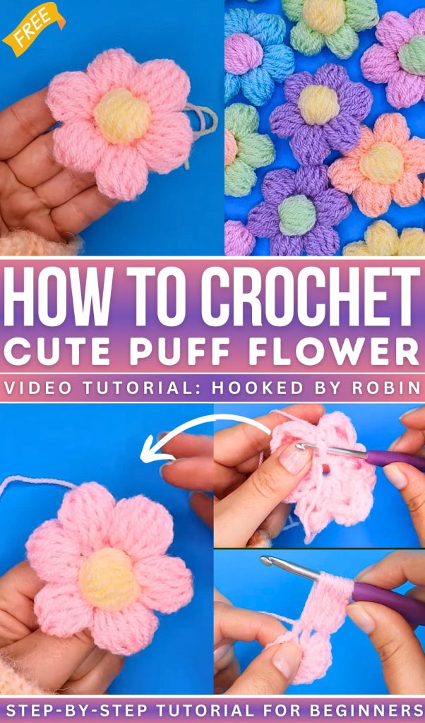 10 Free Crochet Puff Stitch Flower Patterns for Spring - Red Agape Blog