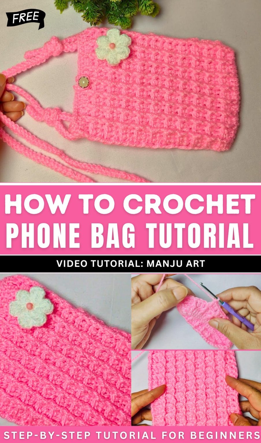 How to Crochet Phone Bag (Tutorial for Beginners) - Red Agape Blog