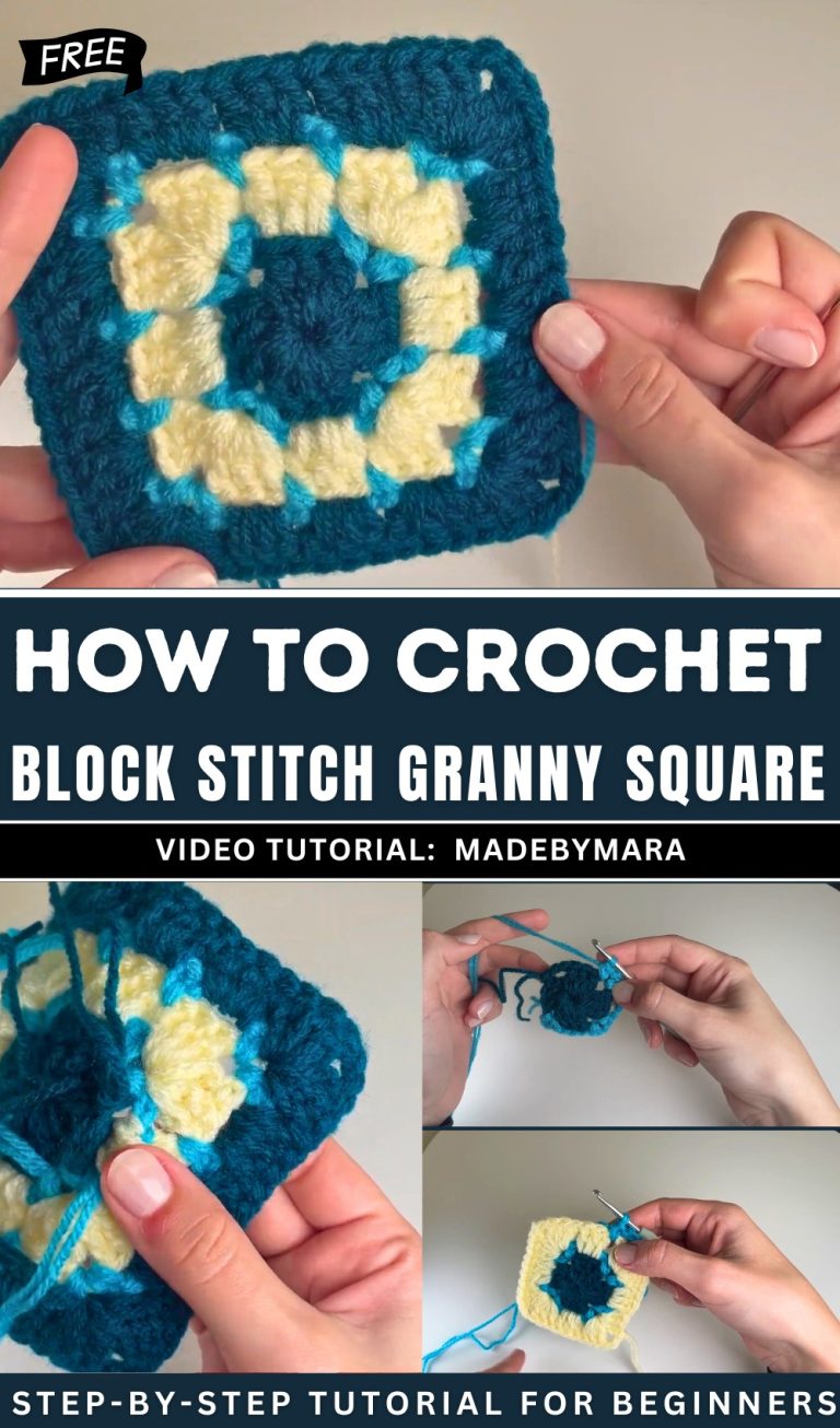 How To Crochet Block Stitch Granny Square for Beginners - Red Agape Blog