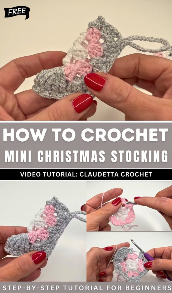 How to Crochet Mini Christmas Stocking for Decor H complete - Red Agape ...