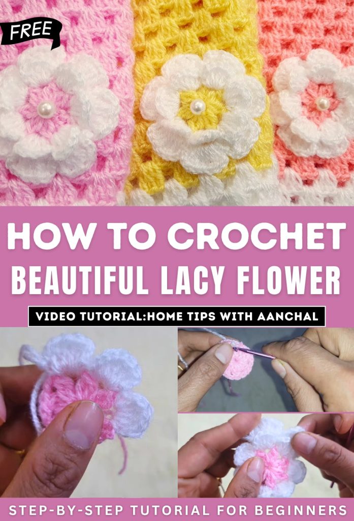 How to Crochet Beautiful Lacy Flower for Spring Decor - Red Agape Blog