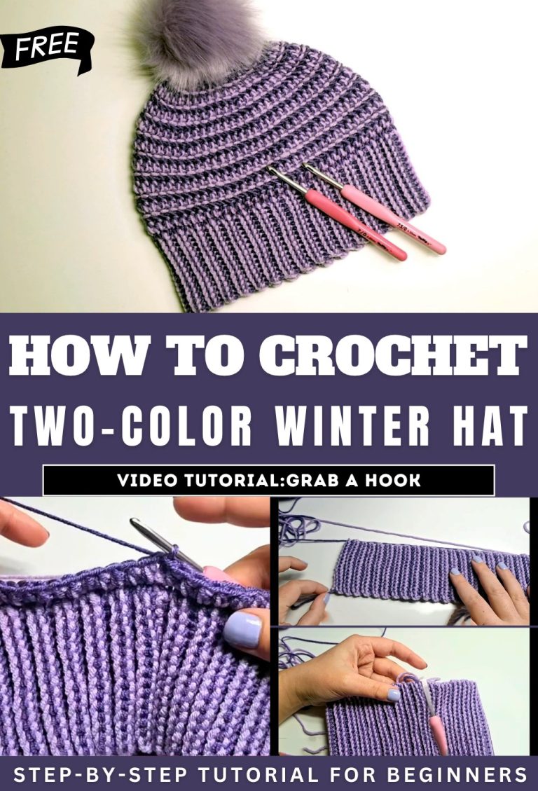 How to Crochet Two-Color Winter Hat for Beginners - Red Agape Blog