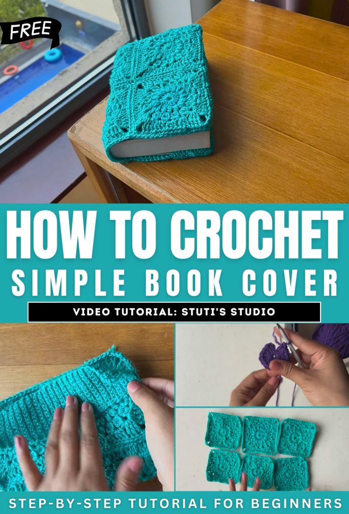 How to Crochet Book Cover with Floral Squares - Red Agape Blog