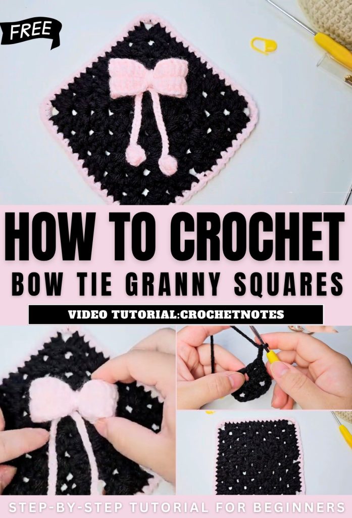 How to Crochet Bow Tie Granny Squares for Beginners - Red Agape Blog