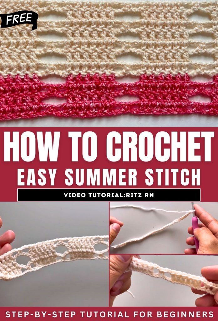 How to Crochet Easy Summer Stitch (2-Row Repeat ) for Beginners - Red Agape Blog