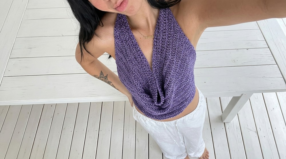 Free Crochet Draped Neckline Top Pattern for Comfortable Style - Red ...
